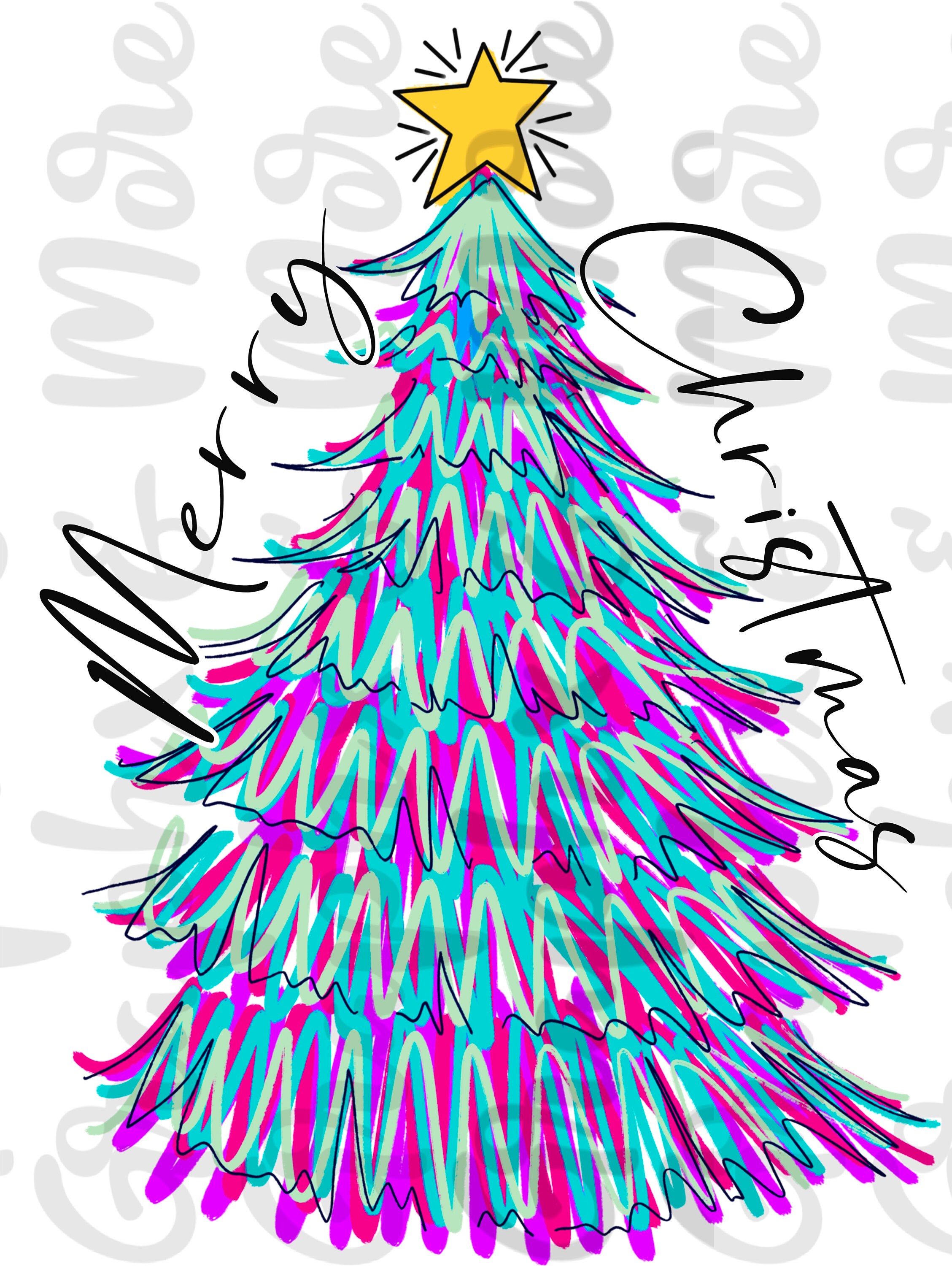 Squiggle Tree PNG Hand Drawn Sublimation Design - Etsy