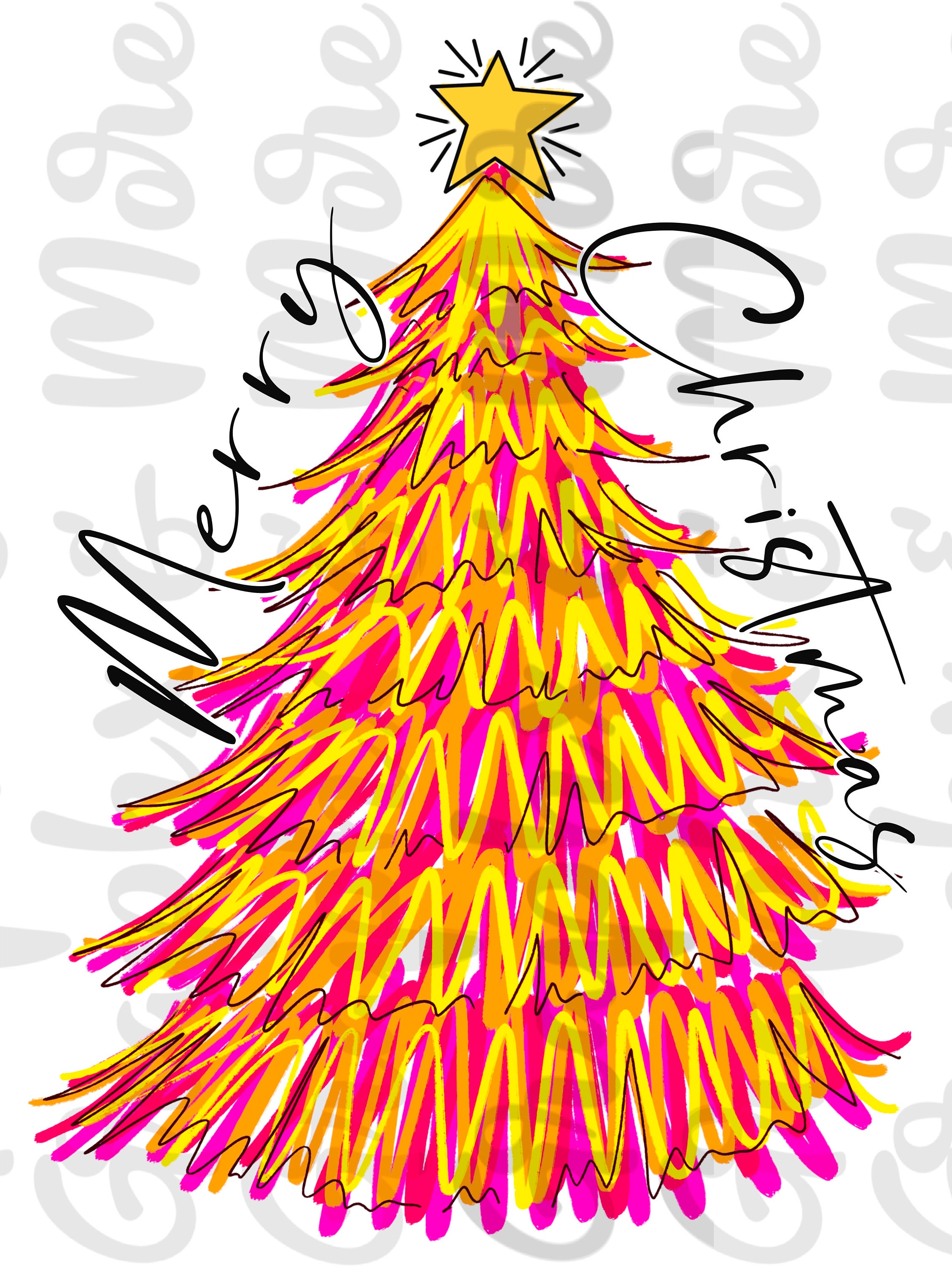 Squiggle Tree PNG Hand Drawn Sublimation Design - Etsy