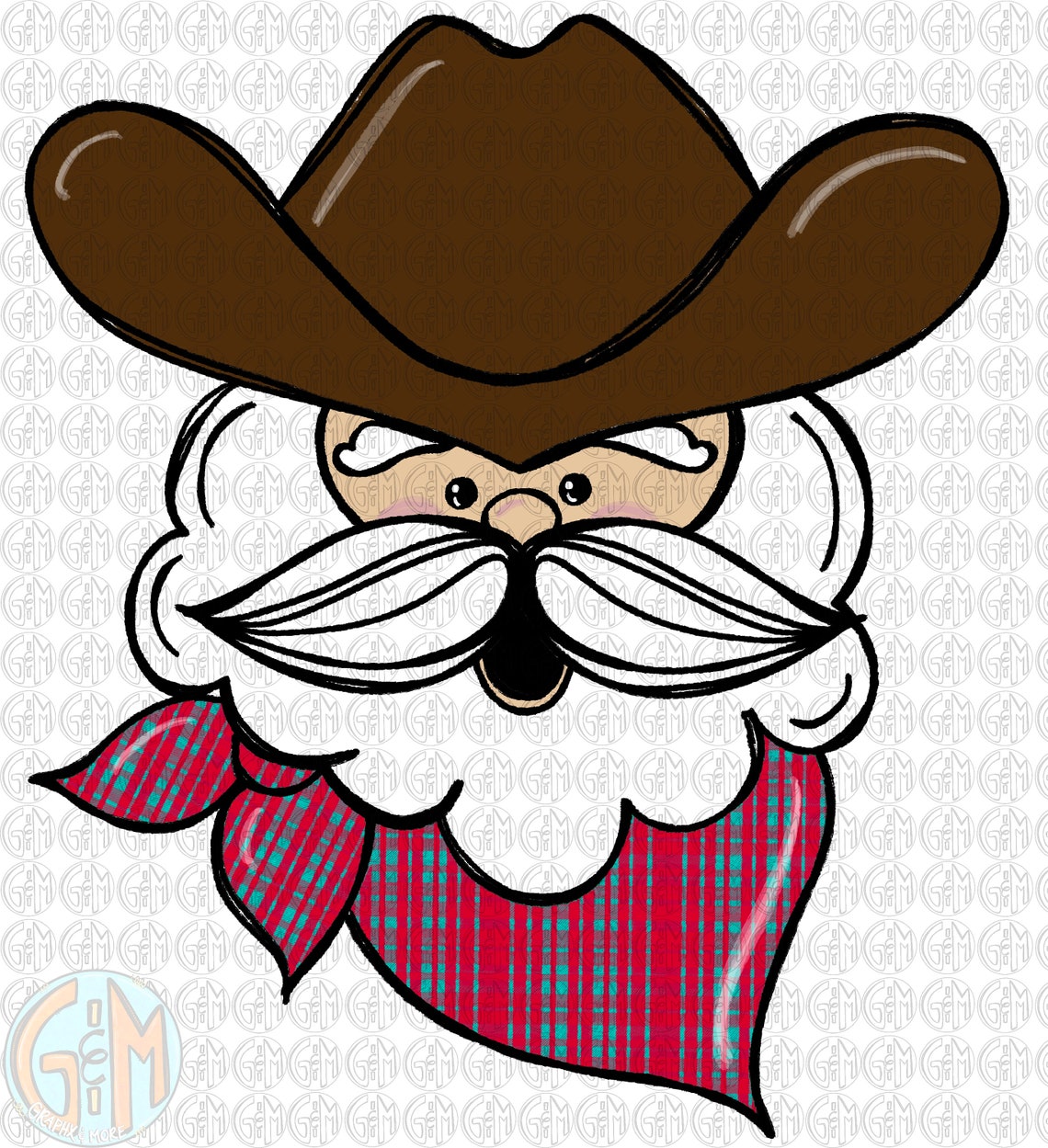 Cowboy Santa PNG Sublimation Design Hand Drawn Clip - Etsy
