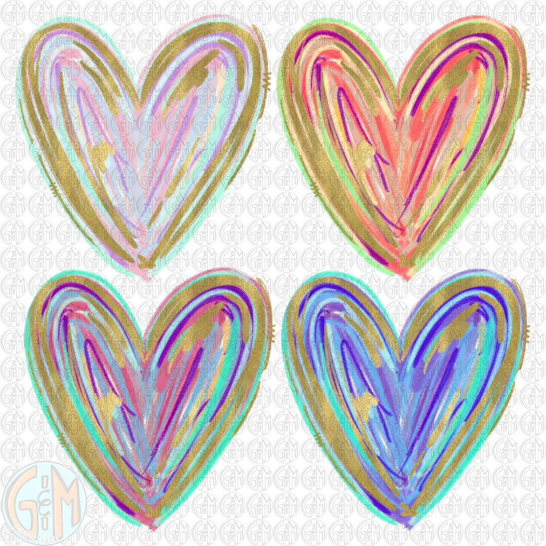 Foil Hearts PNG | Hand Drawn | Sublimation Design - Etsy
