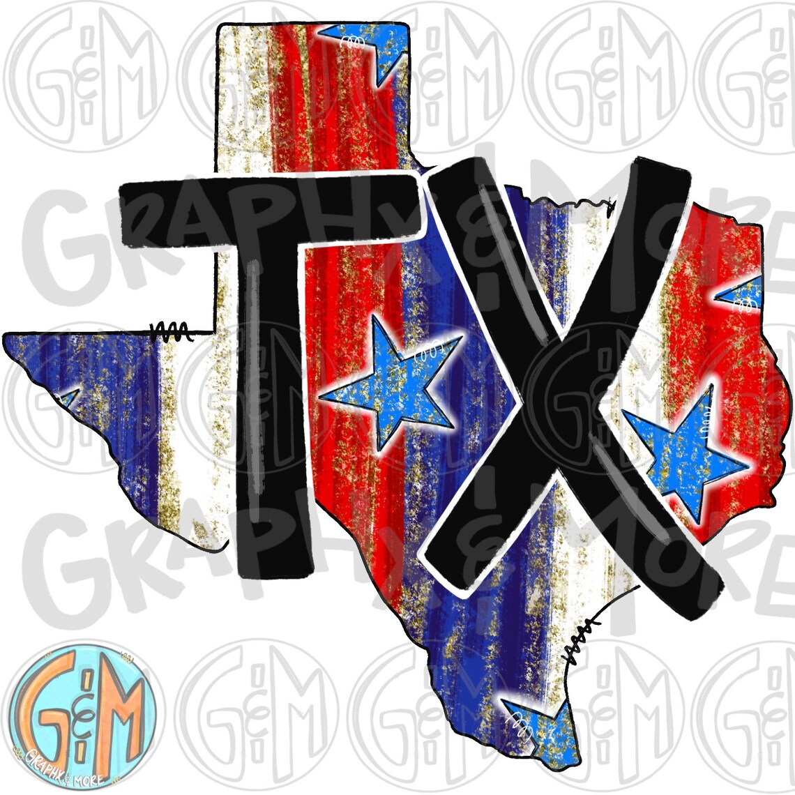 Patriotic Texas PNG | TX | Sublimation Design | Hand Drawn - Etsy UK