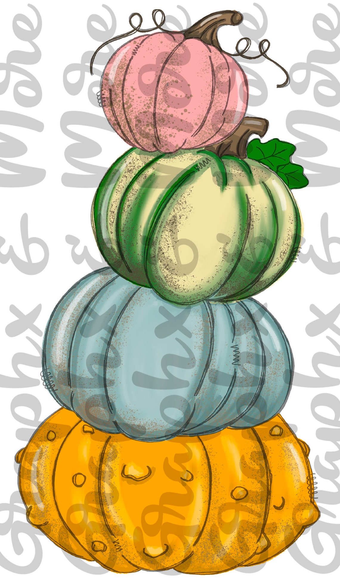 Pumpkin Stack PNG Hand Drawn Sublimation Design - Etsy