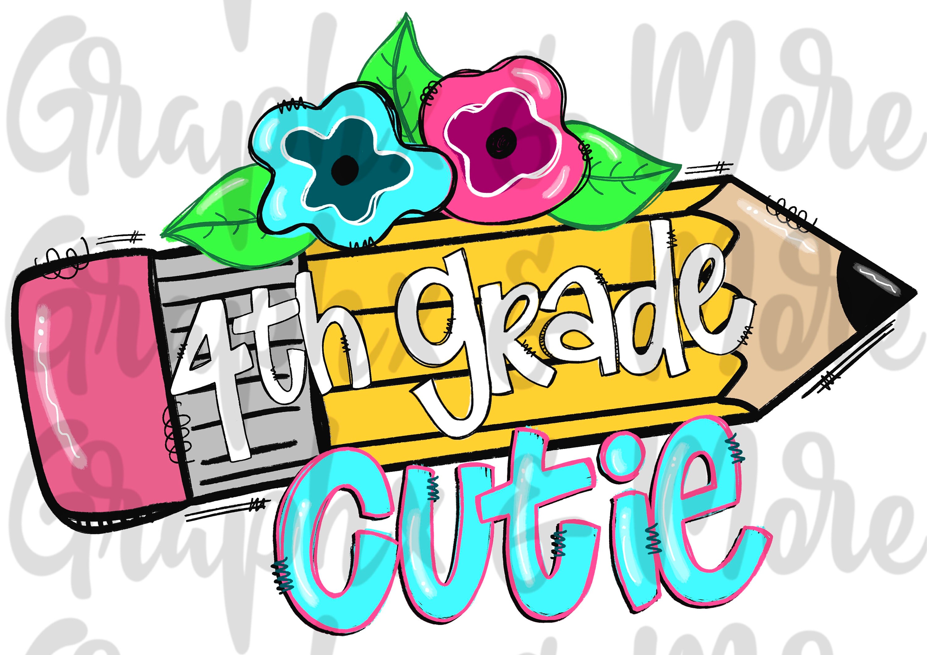 4th Grade Cutie PNG Hand Drawn Sublimation Design - Etsy