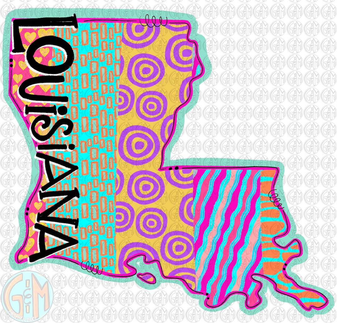 Bright Pattern Louisiana PNG | Hand Drawn | Sublimation Design - Etsy