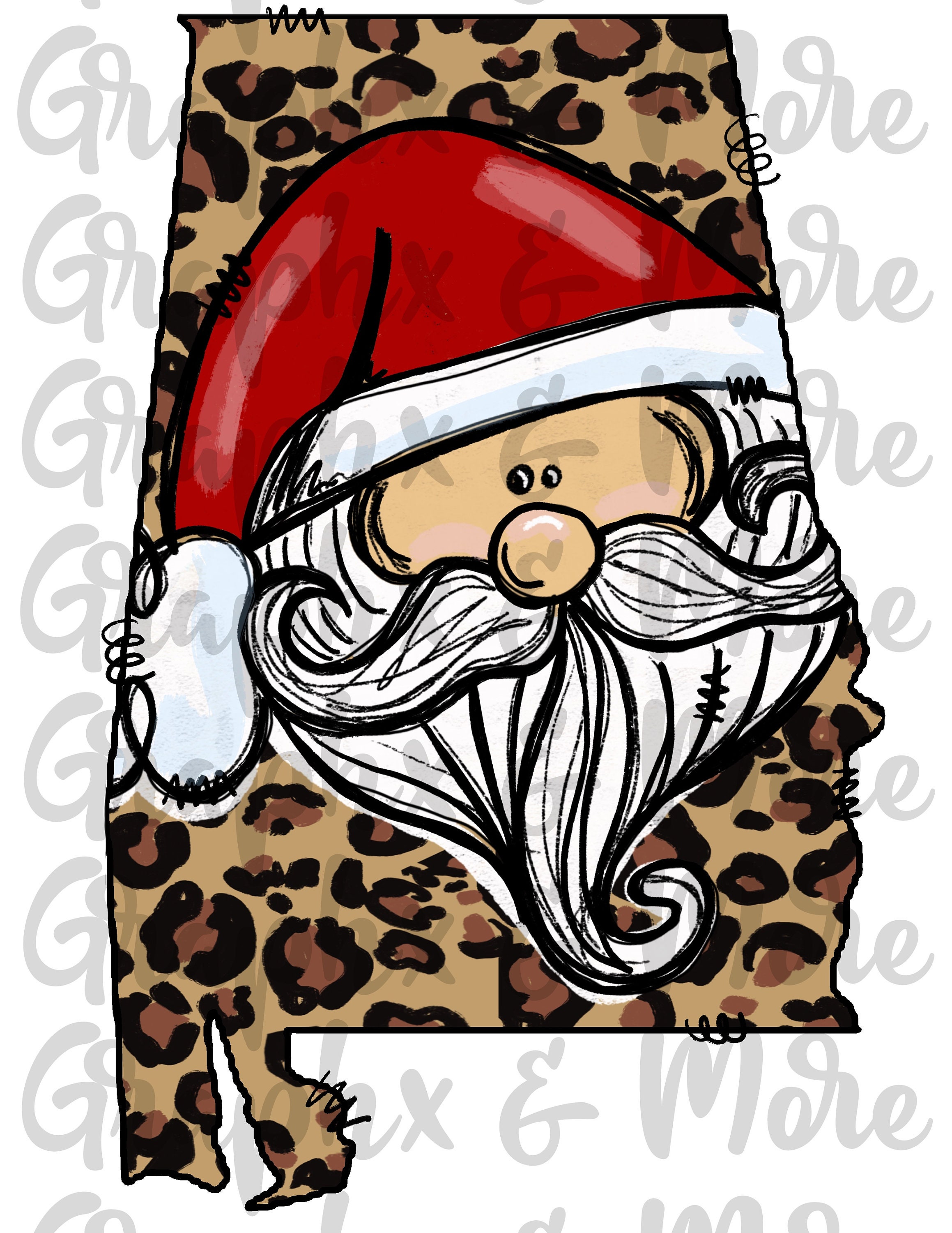 AL Leopard Santa PNG Alabama 2 Variations Sublimation - Etsy