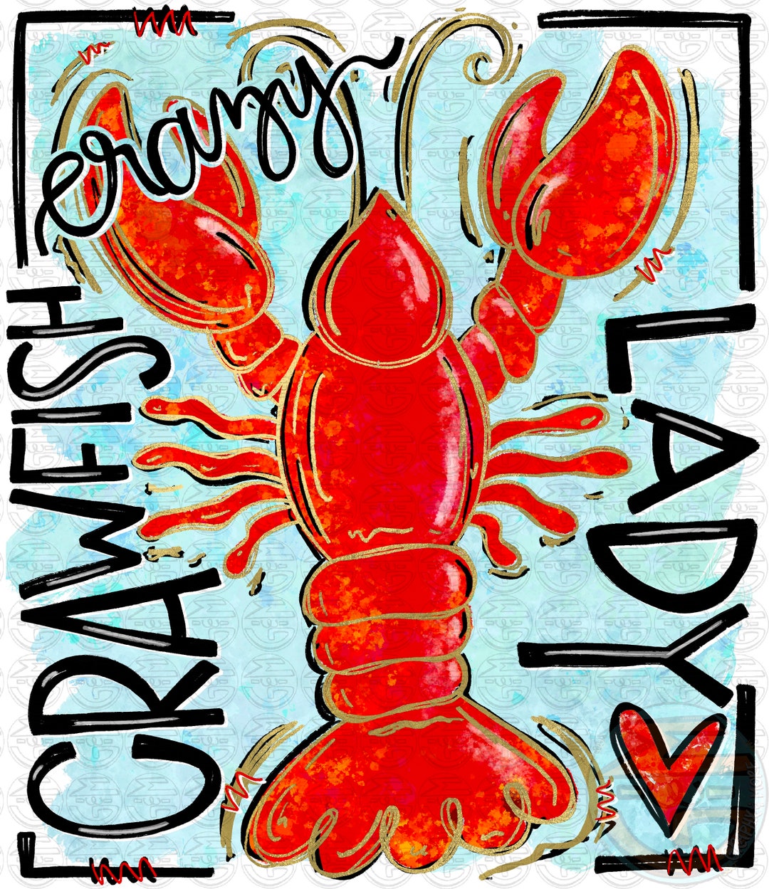 Crazy Crawfish Lady With Background PNG | Sublimation Design | Hand ...