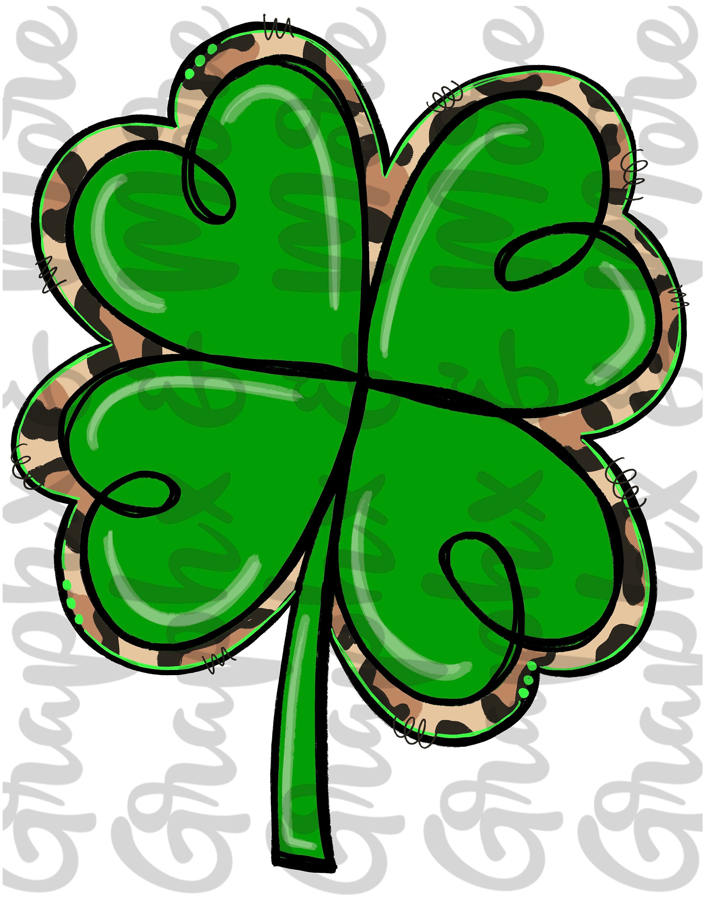 Shamrock W/ Leopard PNG | Sublimation Design | Hand Drawn - Etsy
