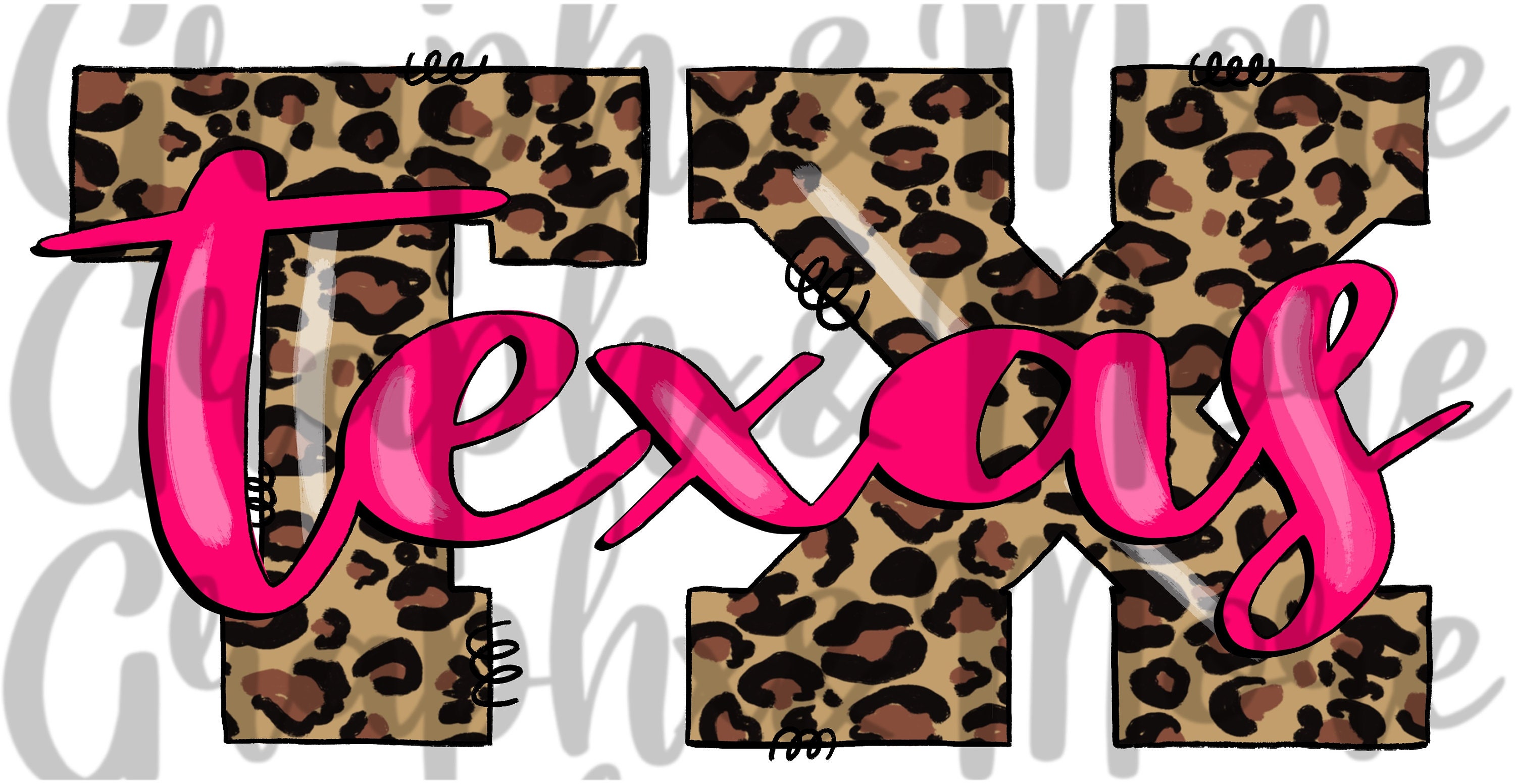 Leopard TX PNG | Hand Drawn | Sublimation Design - Etsy