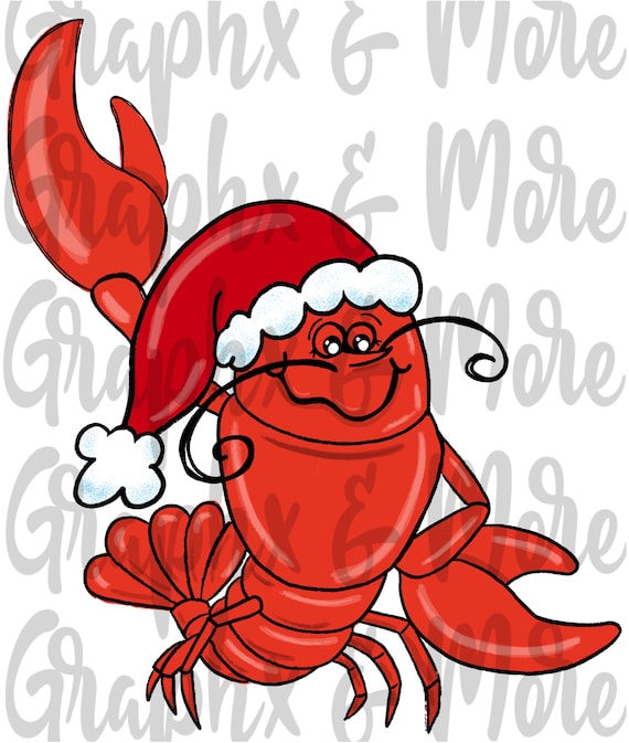 Christmas Crawfish PNG Sublimation Design Hand Drawn - Etsy