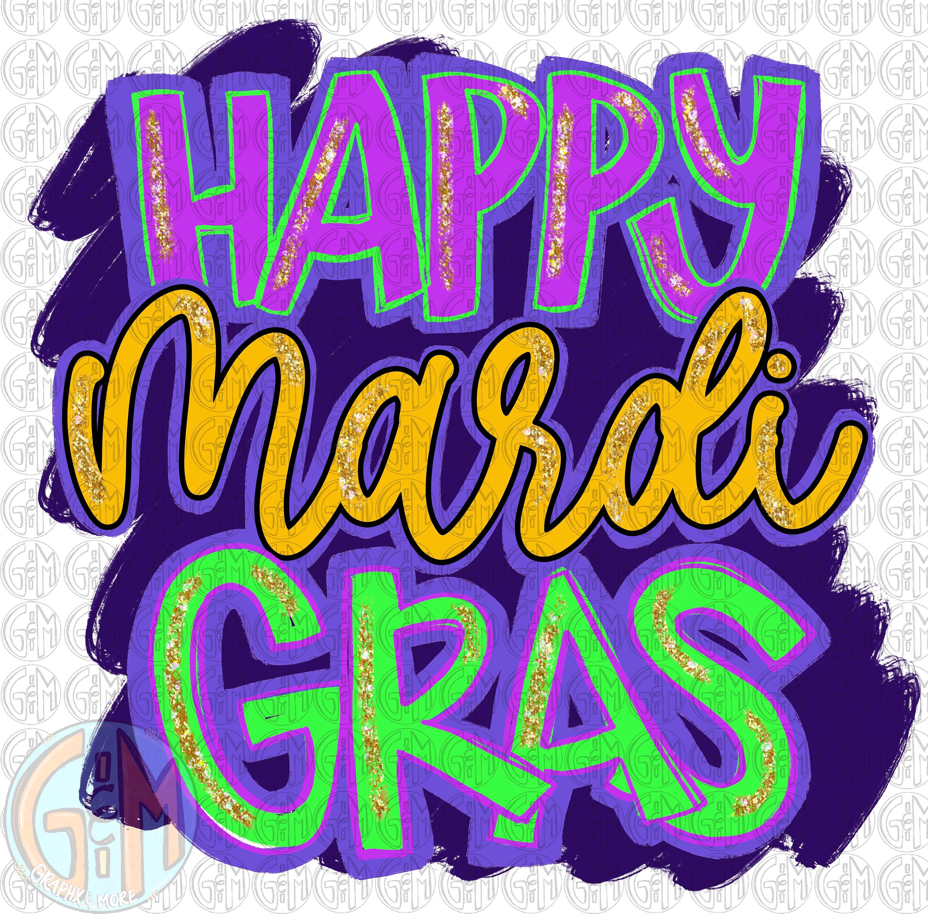 Happy Mardi Gras PNG | Hand Drawn | Sublimation Design - Etsy