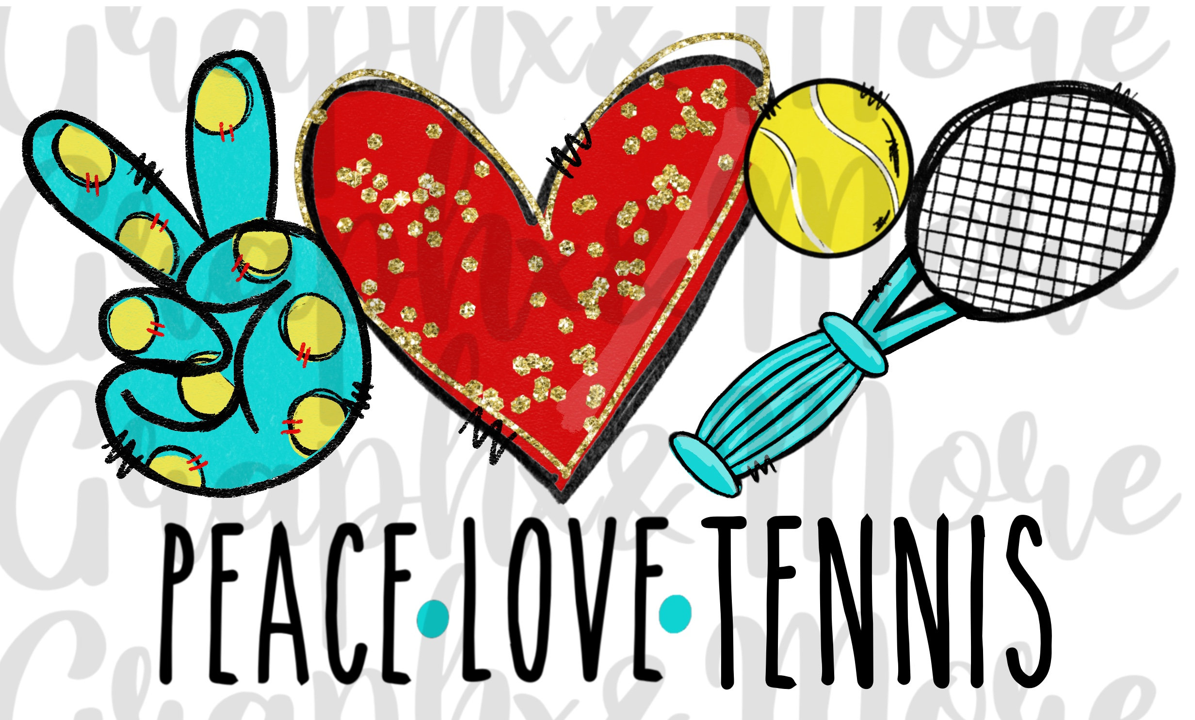 Peace. Love. Tennis PNG Hand Drawn Sublimation Design - Etsy Hong Kong