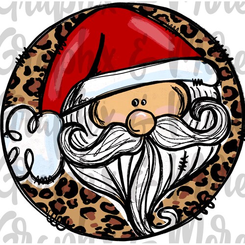 Leopard Santa PNG 2 Variations Hand Drawn Sublimation - Etsy