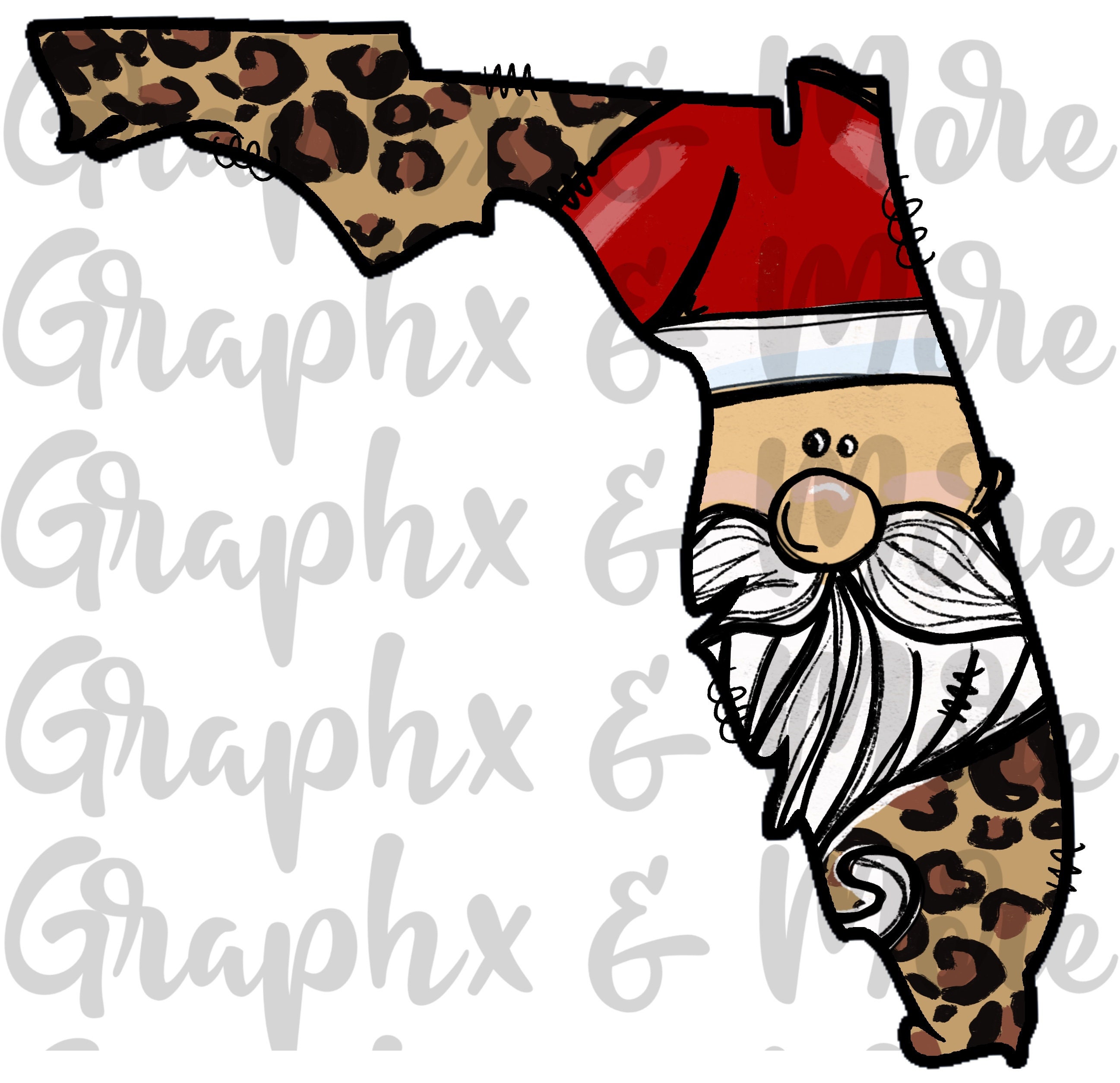 Leopard Santa FL PNG | Florida | Hand Drawn | Sublimation Design - Etsy