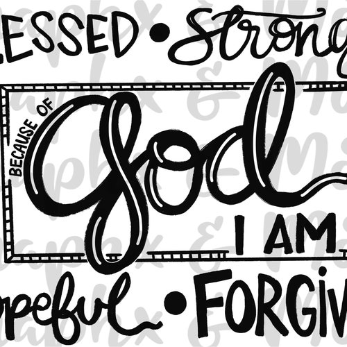 Because of God PNG Sublimation Design Hand Drawn - Etsy