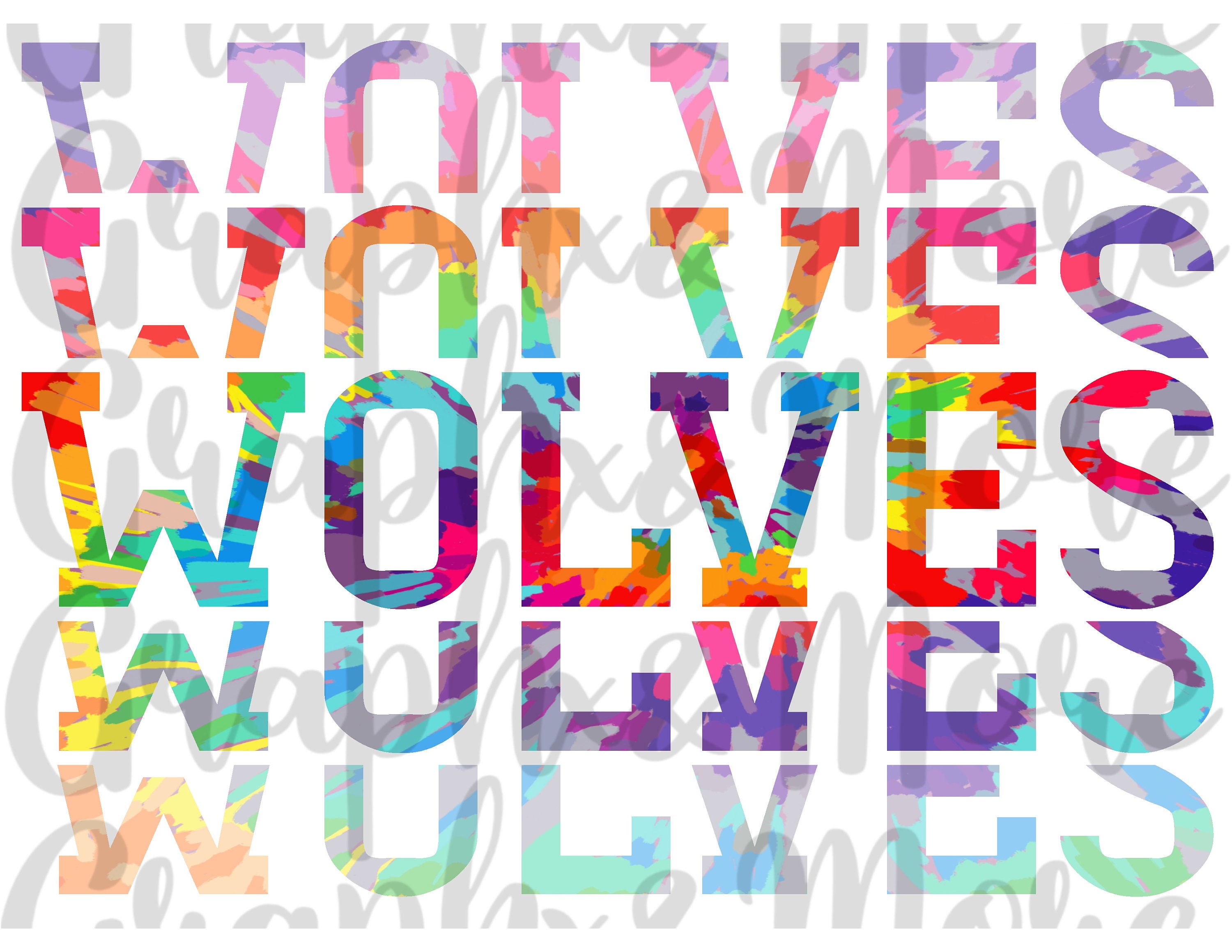 Stacked Tie Dye Wolves PNG Hand Drawn Sublimation Design - Etsy