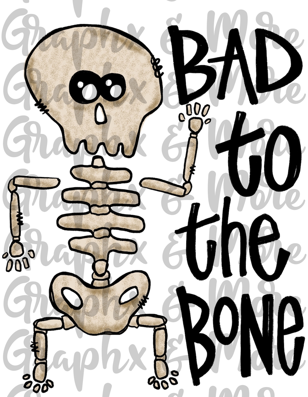Bad to the Bone PNG | Sublimation Design | Hand Drawn - Etsy