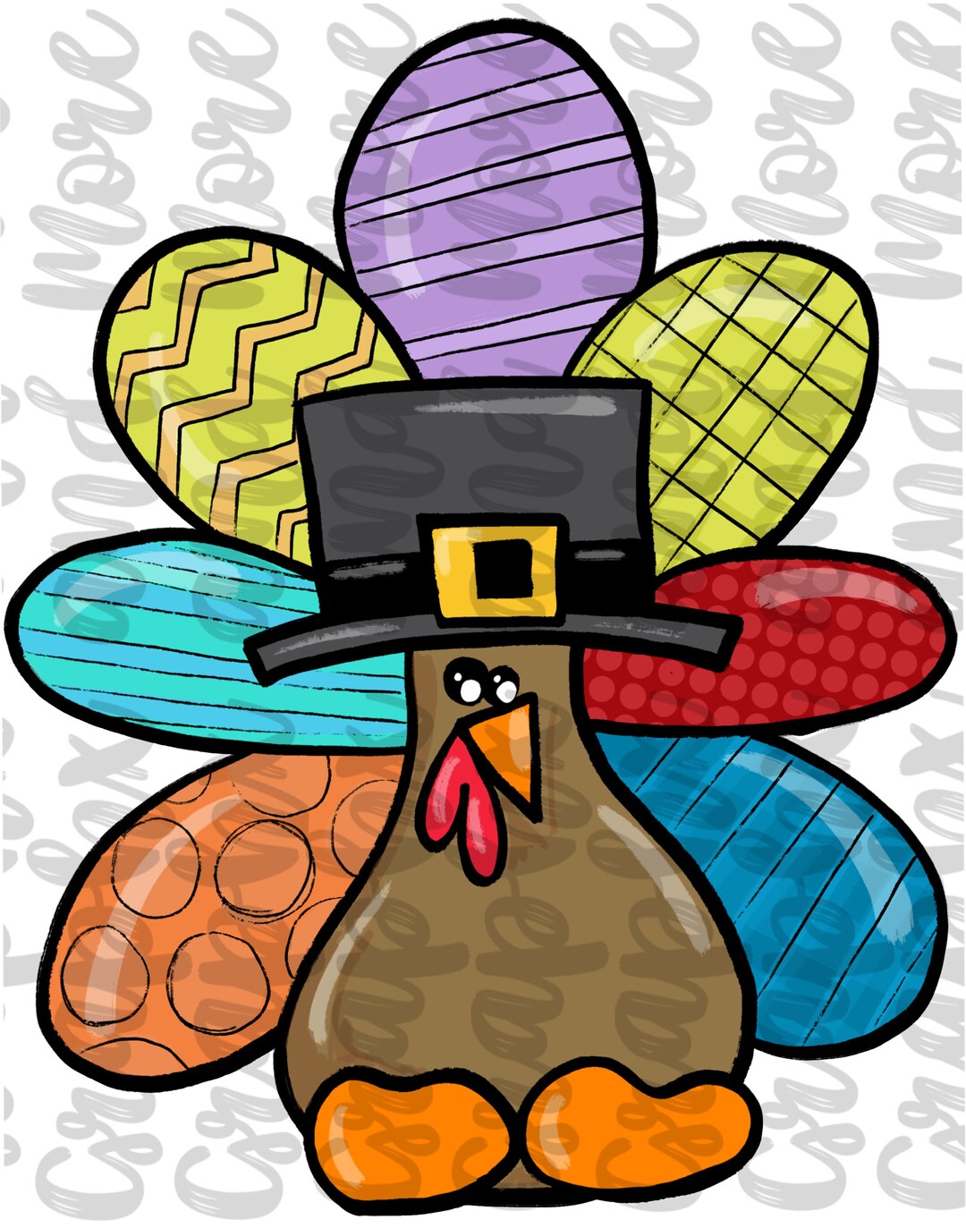 Turkey PNG | 2 Variations | Sublimation Design | Hand Drawn - Etsy