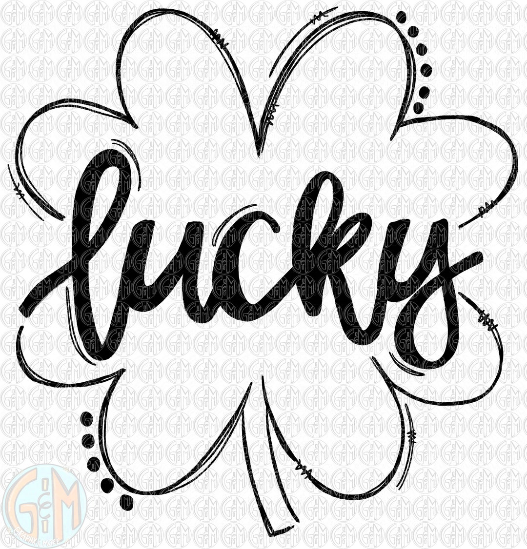 Single Color Lucky Clover PNG Hand Drawn Sublimation Design - Etsy