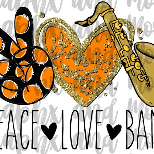 Peace. Love. Band PNG Clarinet Sublimation Design Hand - Etsy