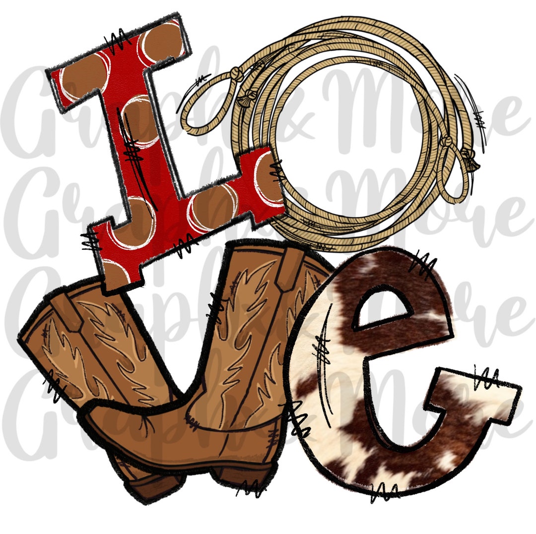 LOVE Rodeo PNG | Hand Drawn | Sublimation Design | Clip Art - Etsy