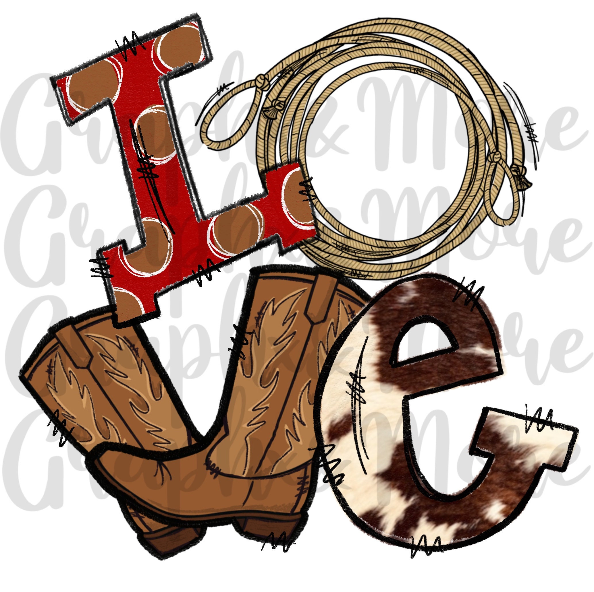 LOVE Rodeo PNG / Dibujado a mano / Diseño de sublimación / | Etsy España
