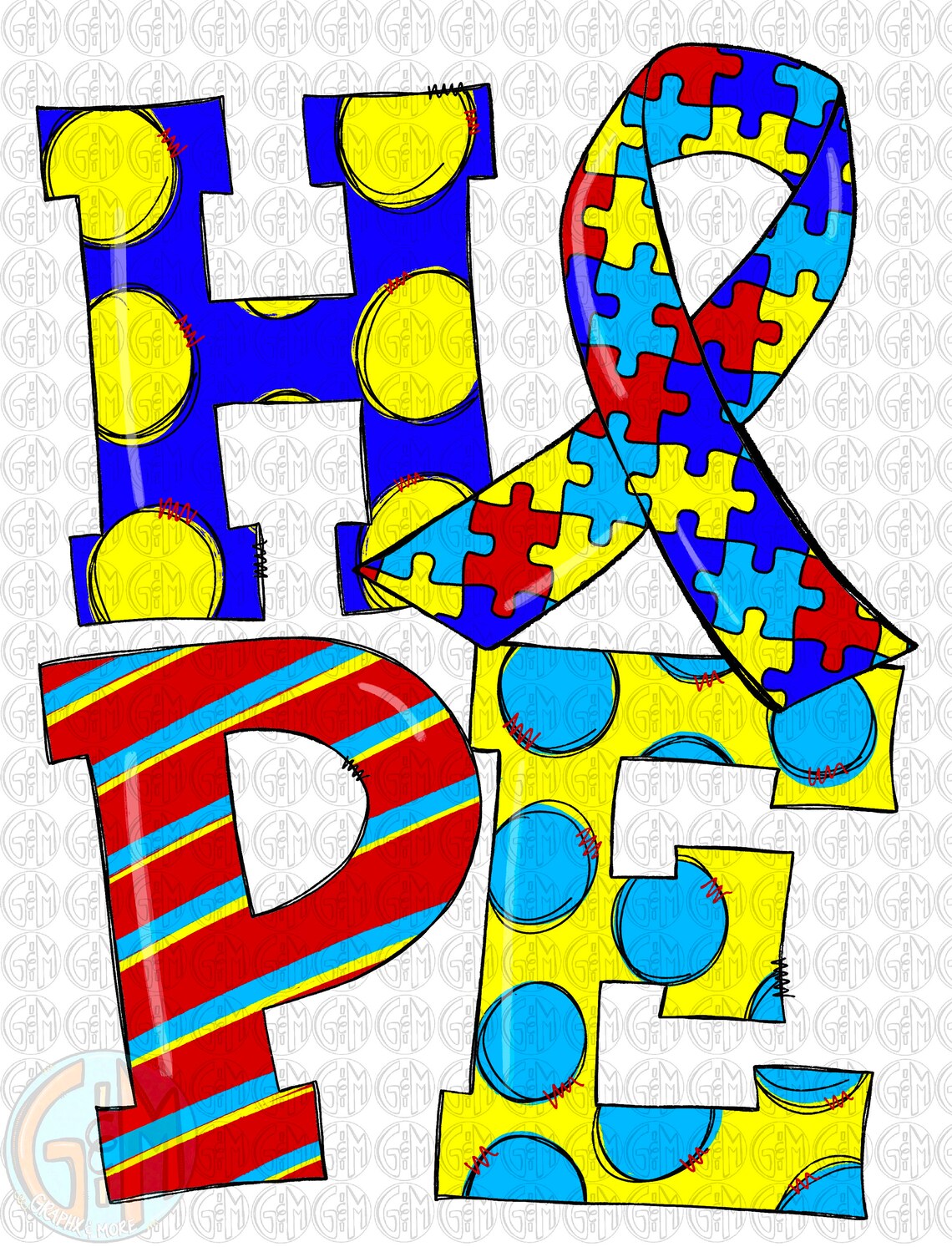 HOPE Awareness Ribbon PNG Autism Sublimation Design Hand - Etsy