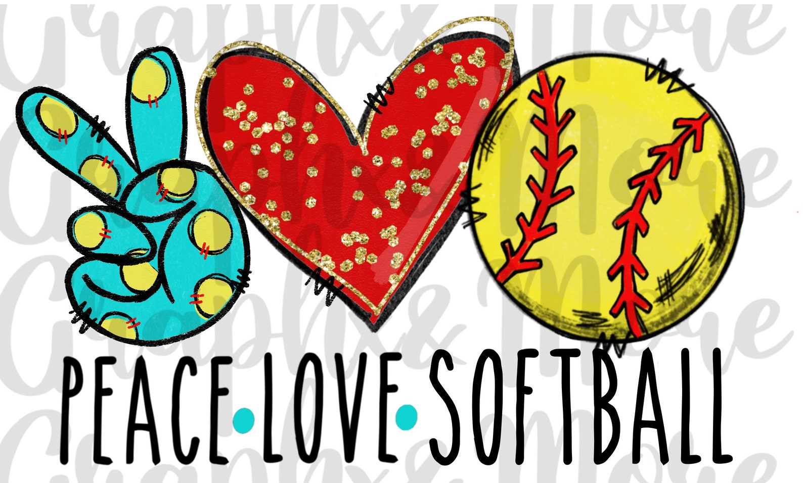 Peace. Love. Softball PNG | Hand Drawn | Sublimation Design - Etsy