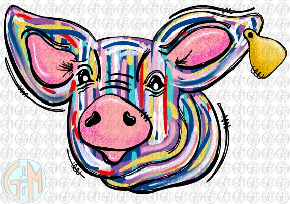 Funky Pig PNG Hand Drawn Sublimation Design - Etsy