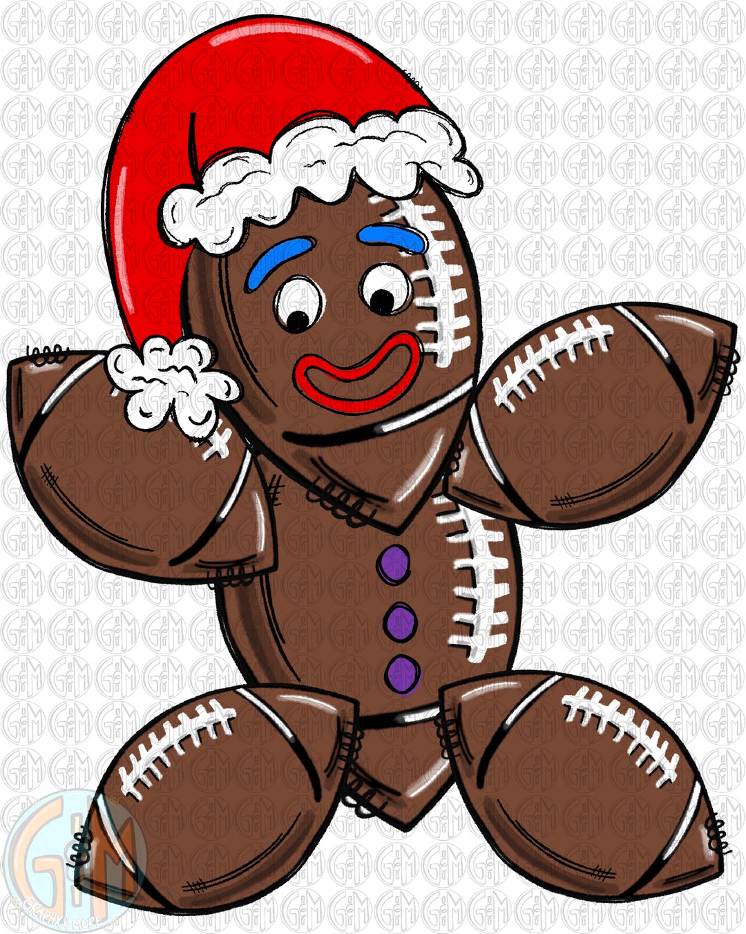 Football Gingerbread PNG Sublimation Design Hand Drawn - Etsy