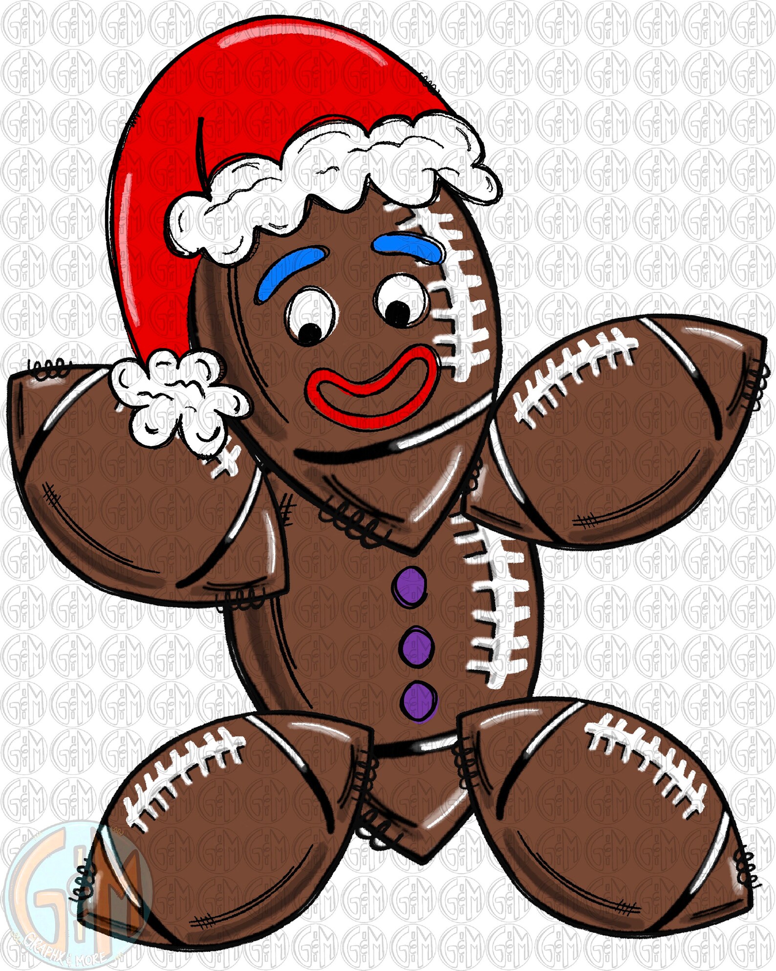 Football Gingerbread PNG Sublimation Design Hand Drawn - Etsy