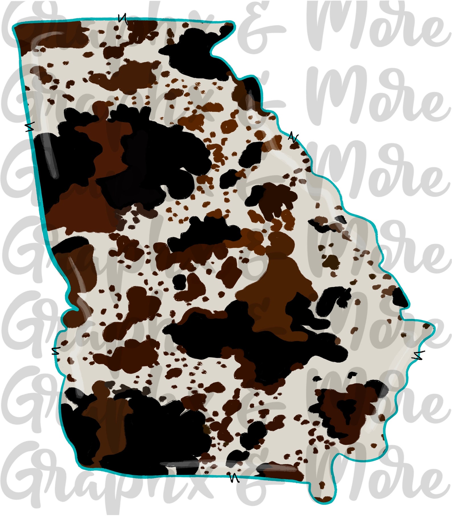 Cow Print GA PNG | Georgia | Sublimation Design | Hand Drawn - Etsy