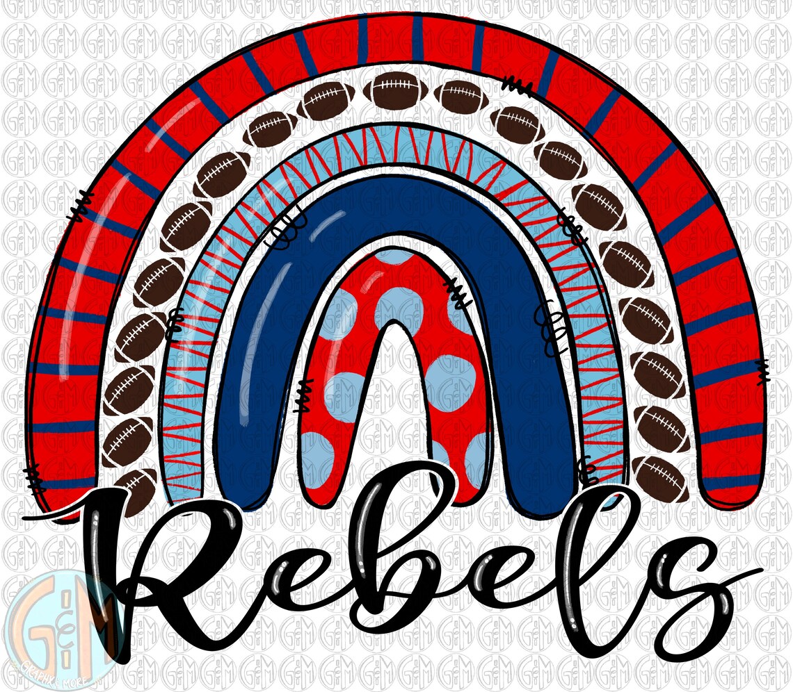 Rebels Football Rainbow PNG Hand Drawn Sublimation Design - Etsy