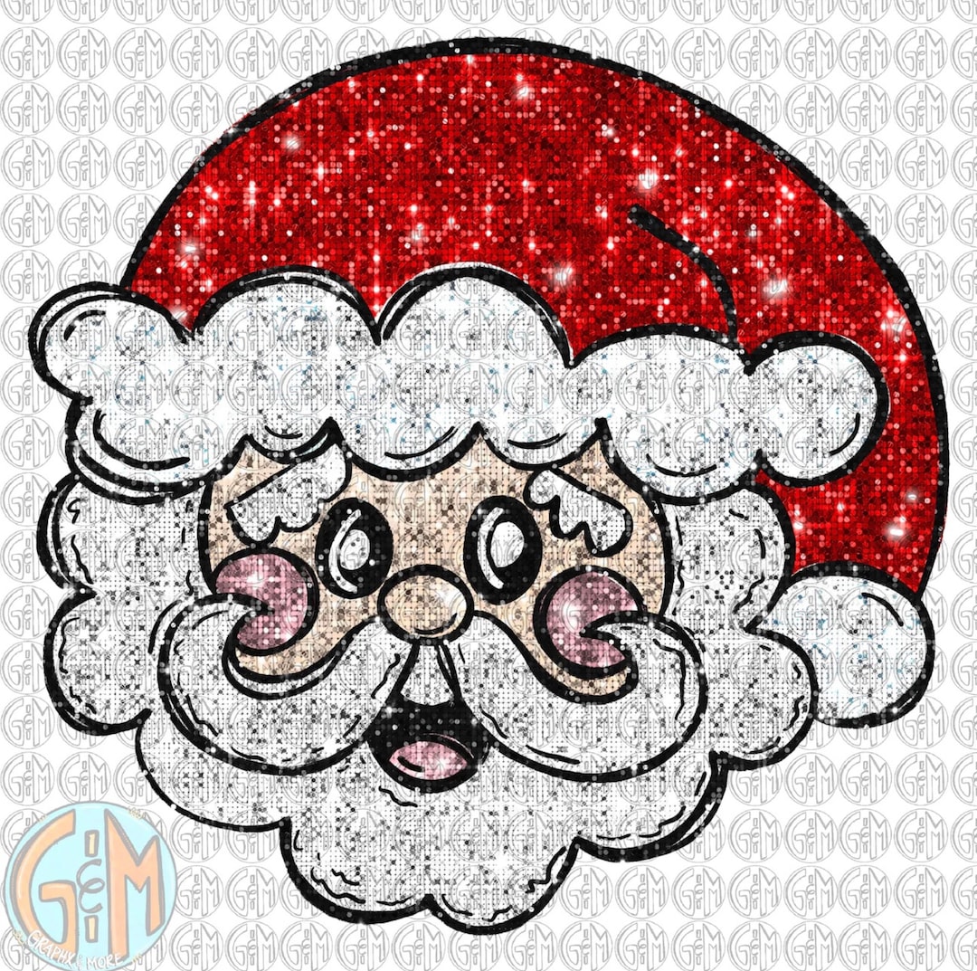Glitter Santa PNG | Hand Drawn | Sublimation Design - Etsy