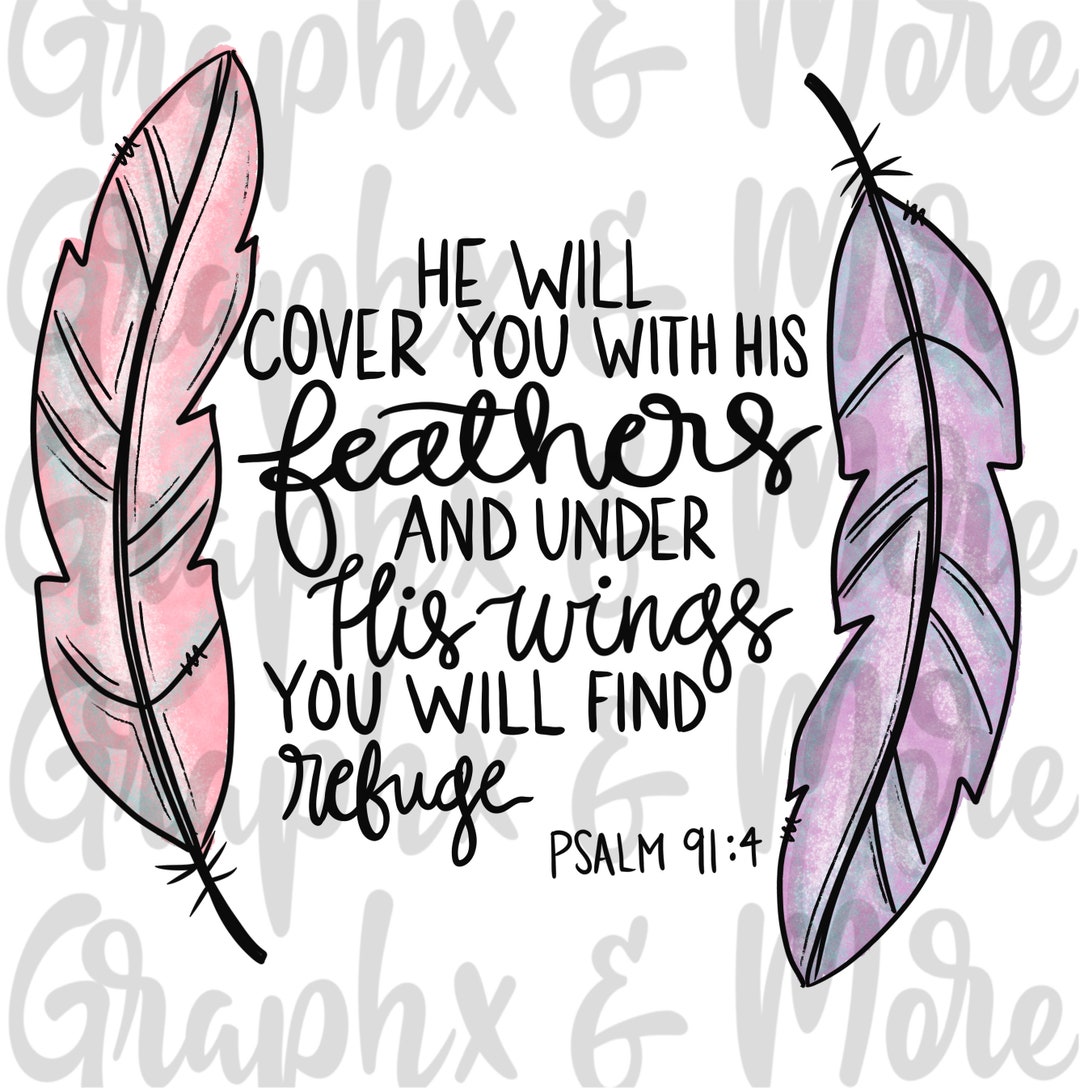 Feathers PNG | Psalm 91:4 | Sublimation Design | Hand Drawn - Etsy