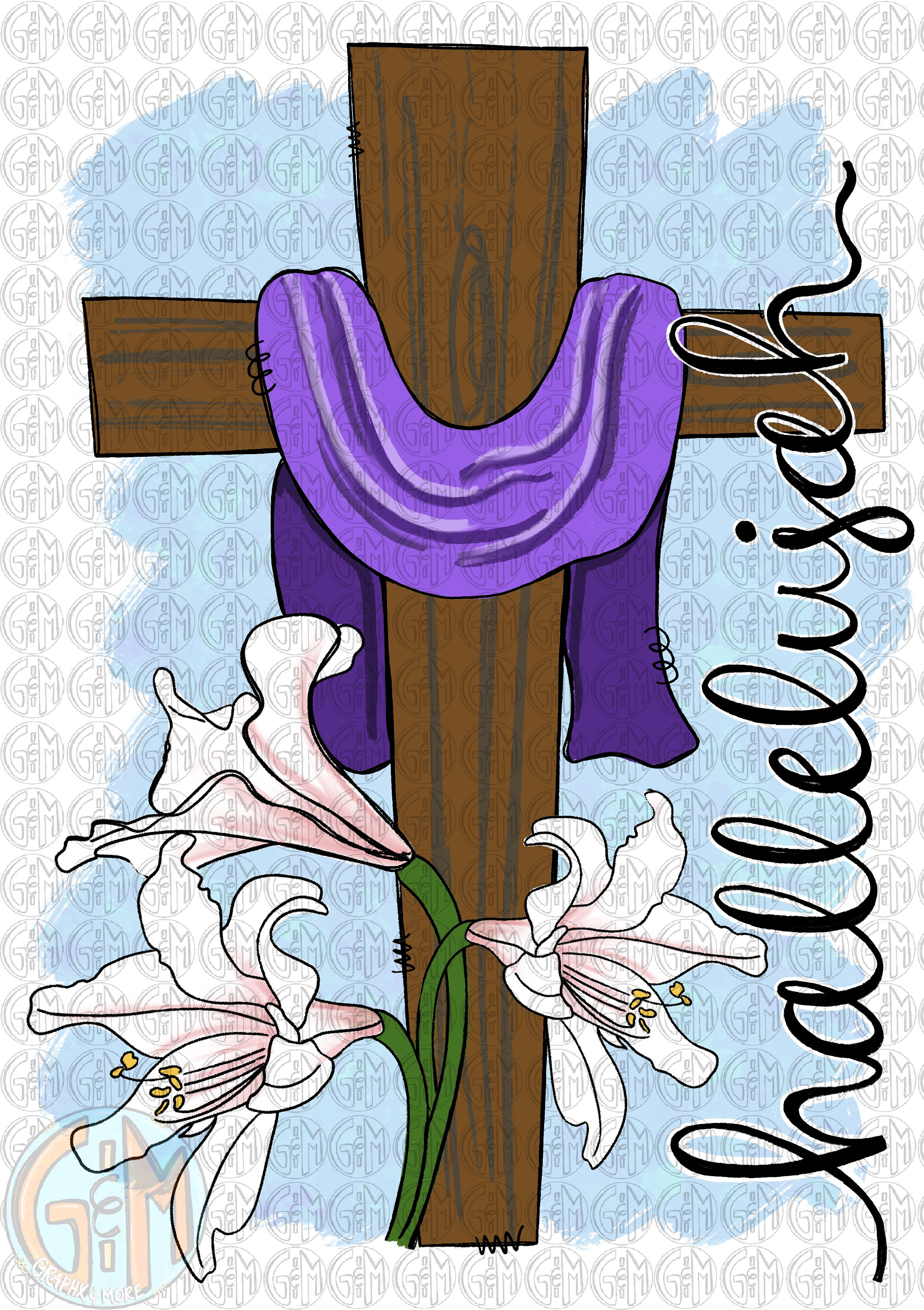 Hallelujah Cross PNG Sublimation Design Hand Drawn - Etsy