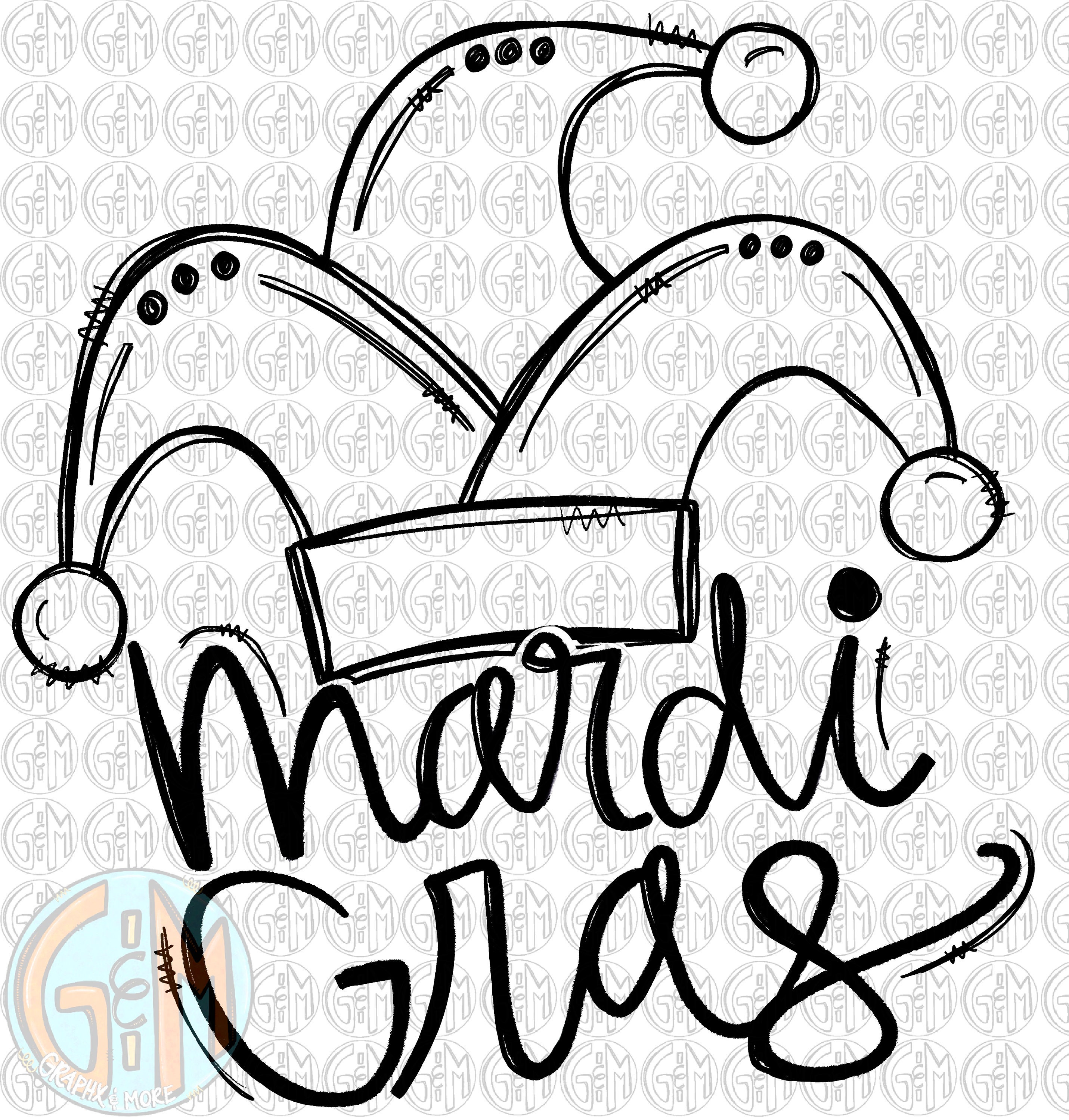 Single Color Mardi Gras Jester Hat PNG Hand Drawn - Etsy