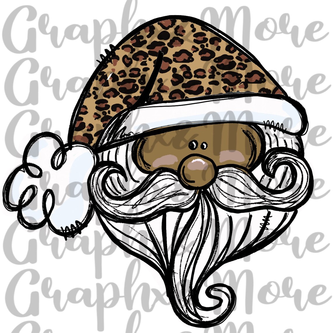 Leopard Santa PNG 2 Variations Hand Drawn Sublimation | Etsy
