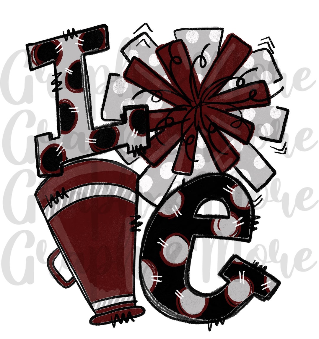 Maroon LOVE Cheer PNG | Sublimation Design | Hand Drawn - Etsy