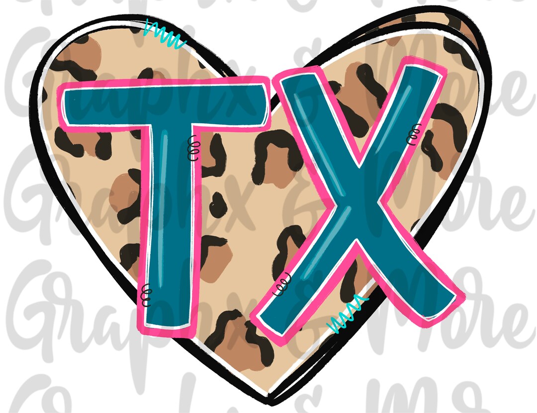 Leopard Heart TX PNG | Texas | Sublimation Design | Hand Drawn - Etsy