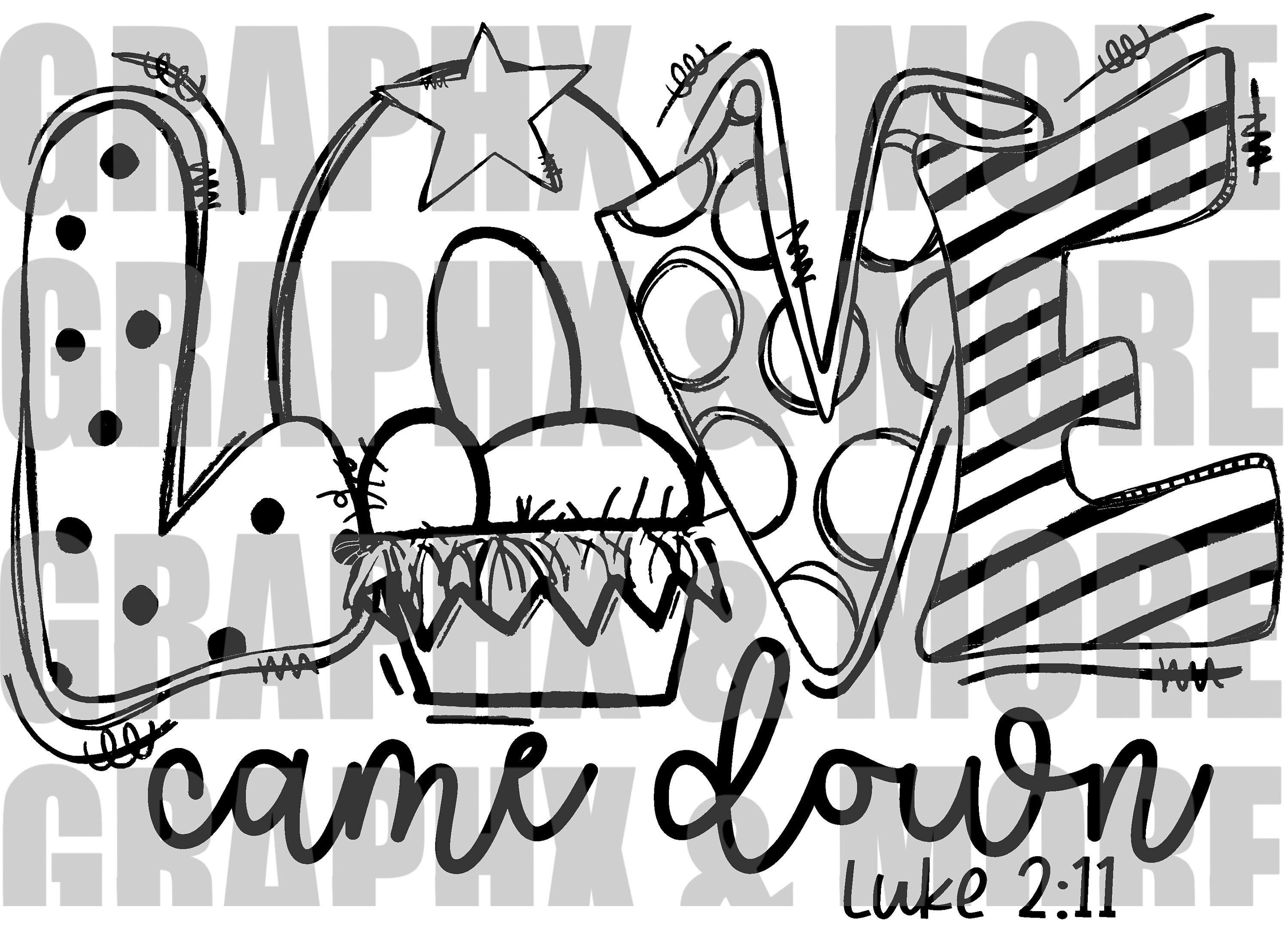 Single Color Love Came Down PNG | Sublimation Design | Hand Drawn - Etsy