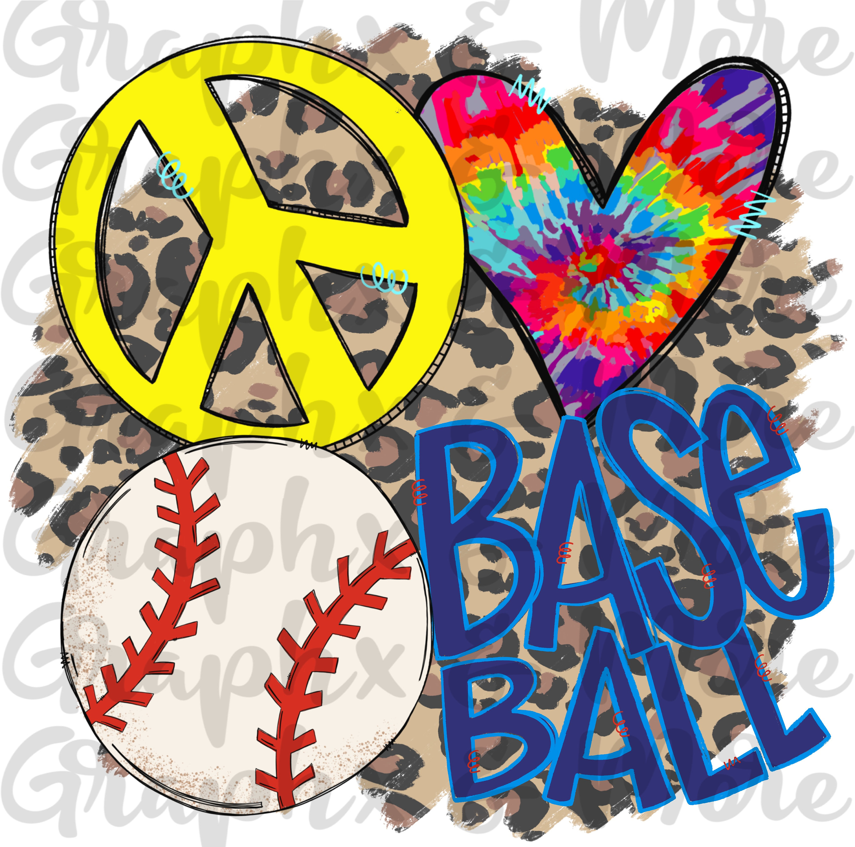 Peace Love Baseball PNG | Sublimation Design | Hand Drawn - Etsy
