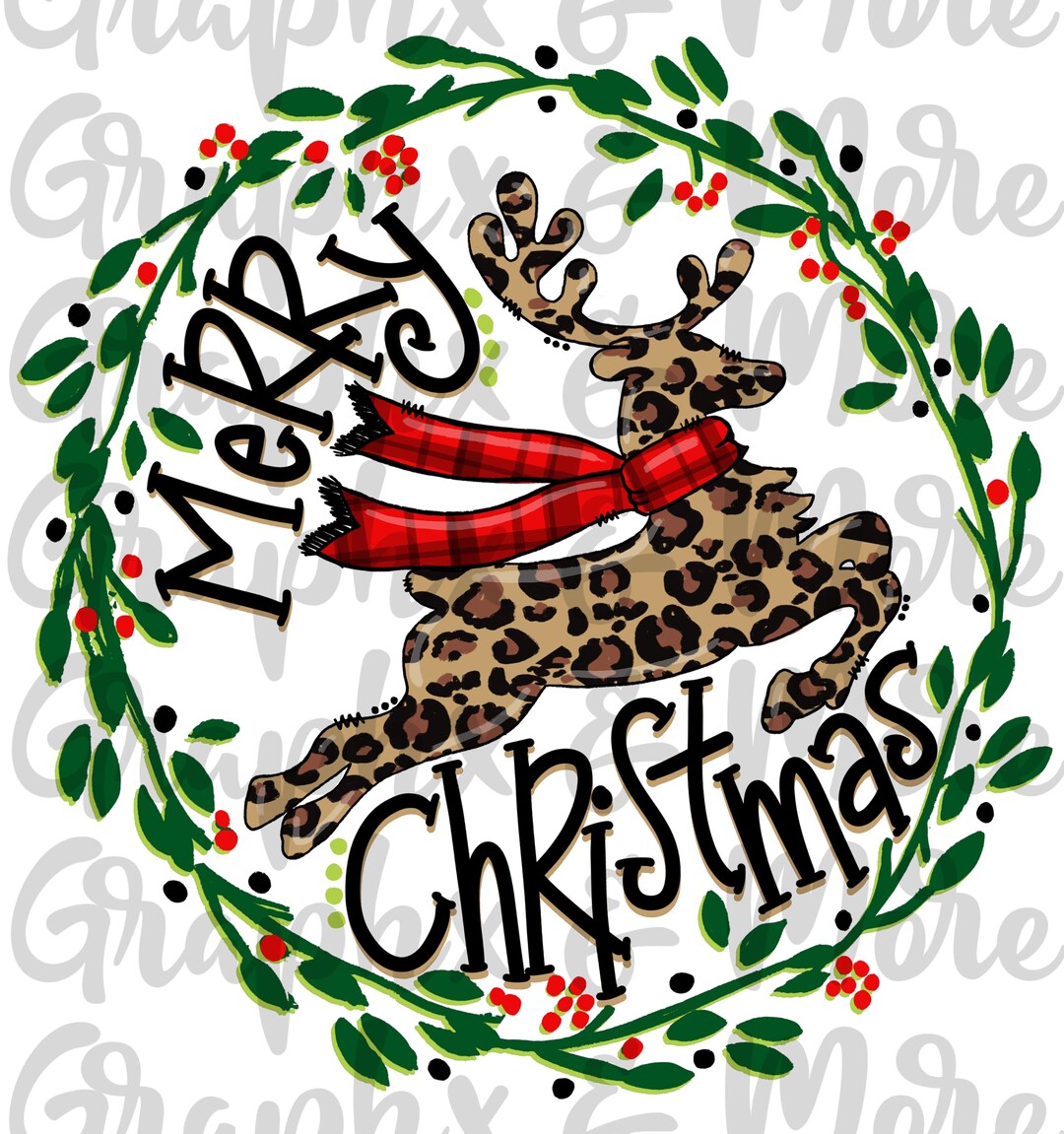 Merry Christmas Leopard Reindeer PNG | - Etsy