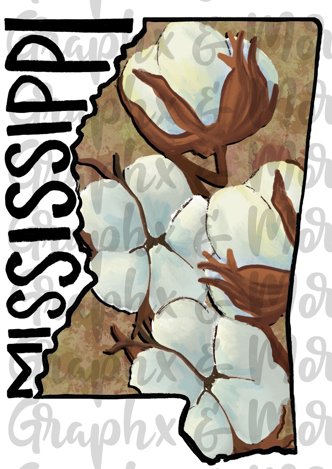 Cotton MS PNG | Mississippi | Hand Drawn | Sublimation Design - Etsy