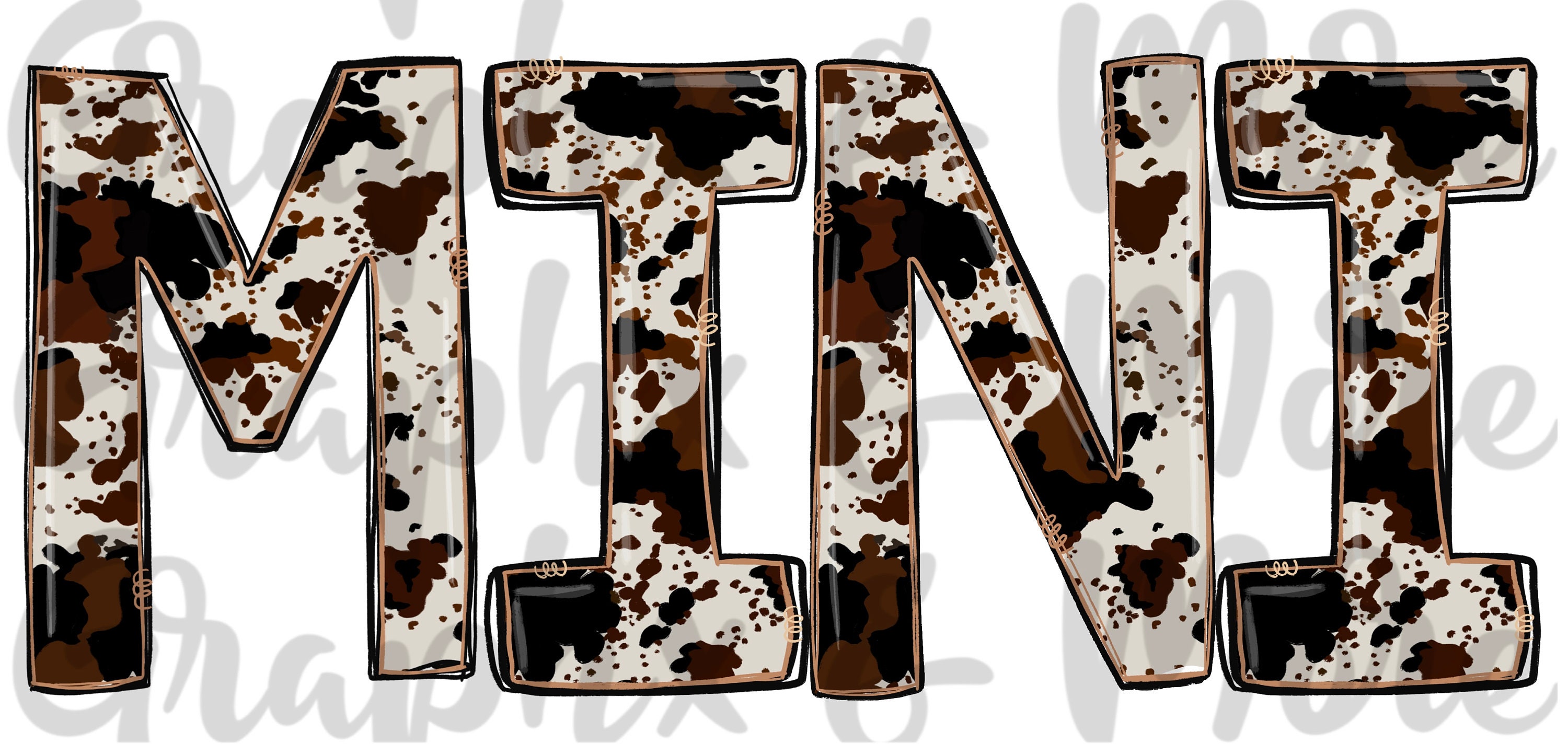 Cowhide MINI PNG | Sublimation Design | Hand Drawn - Etsy