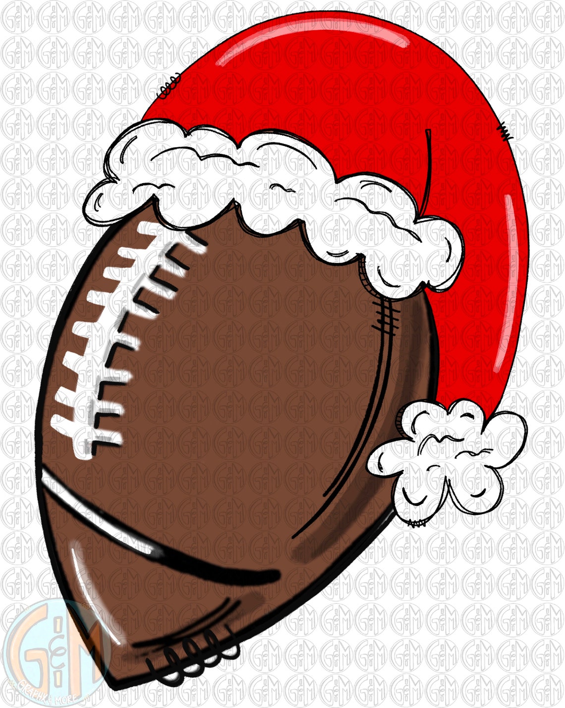 Football Santa Hat PNG | Sublimation Design | Hand Drawn - Etsy