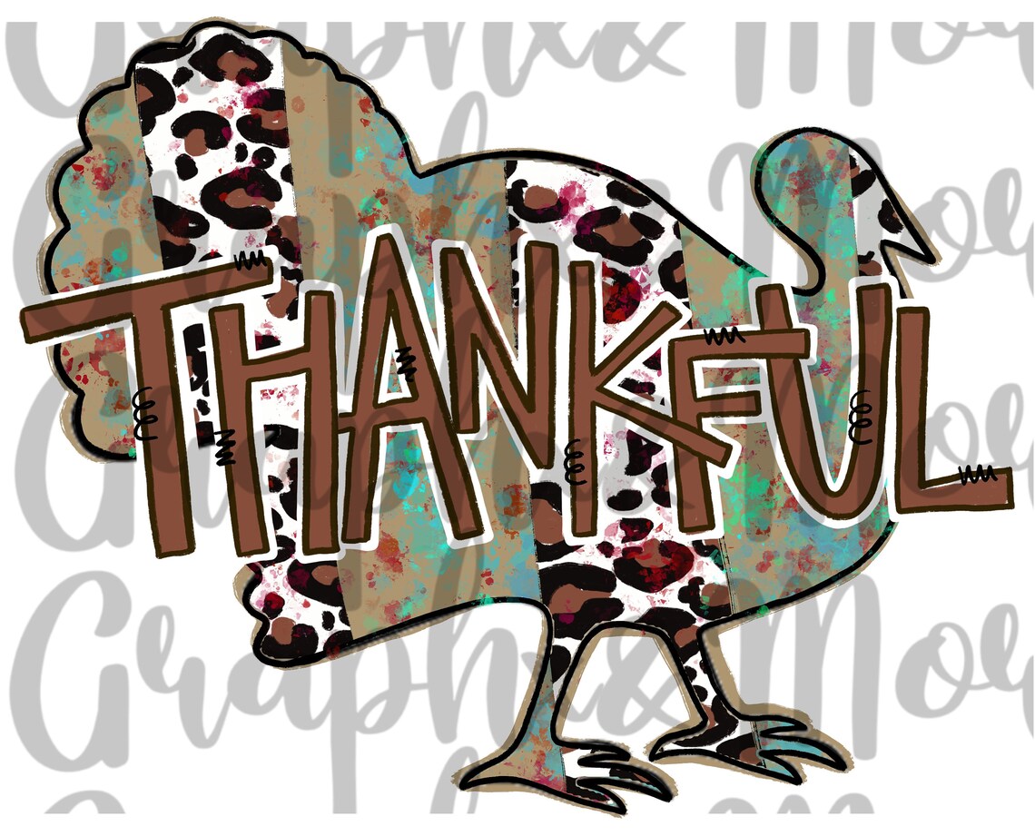 Thankful Turkey PNG Hand Drawn Sublimation Design | Etsy