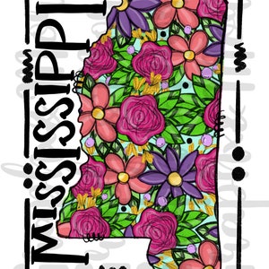 Bright Flowers MS PNG Hand Drawn Sublimation Design | Etsy