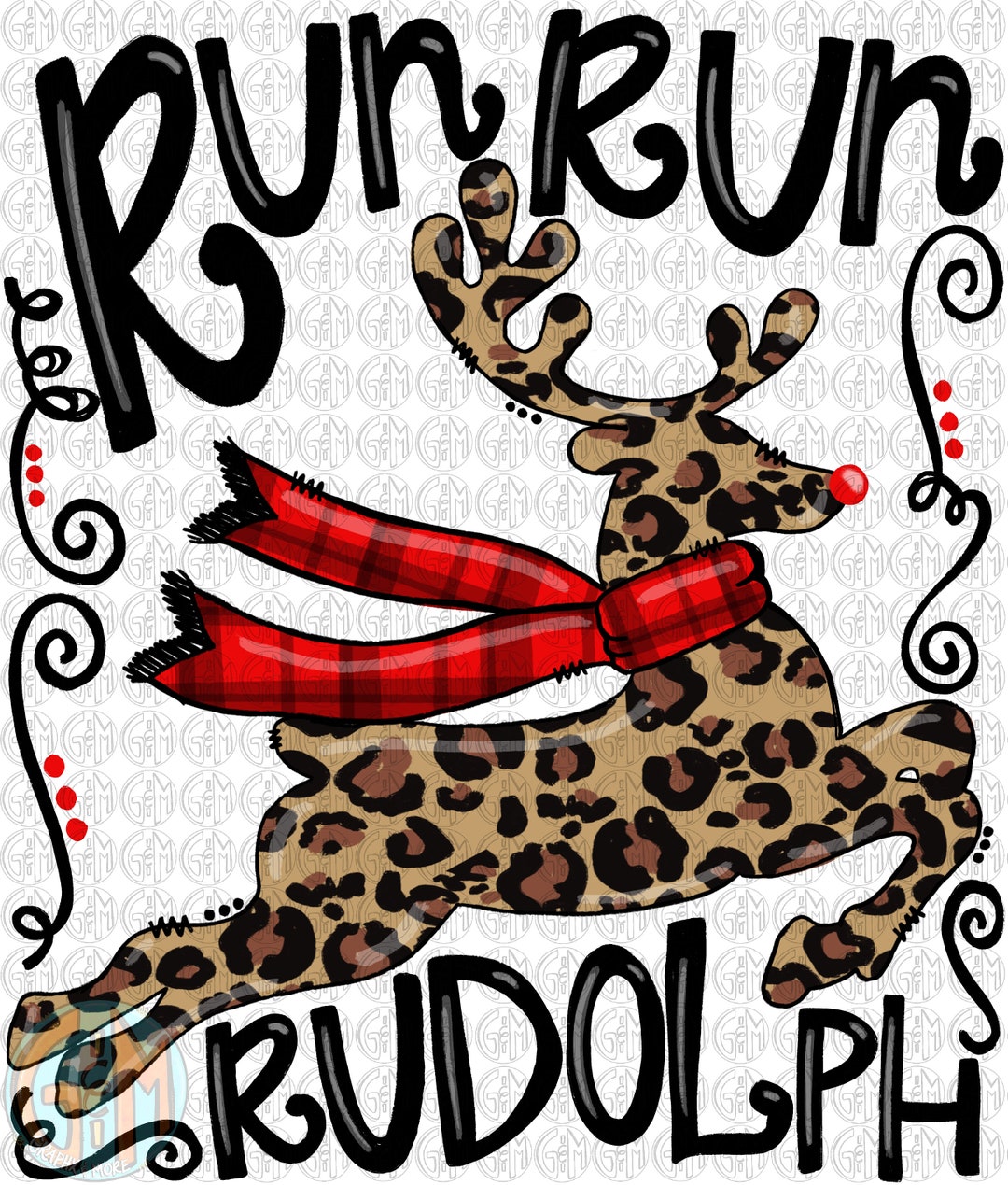 Run Run Rudolph PNG | Hand Drawn | Sublimation Design - Etsy