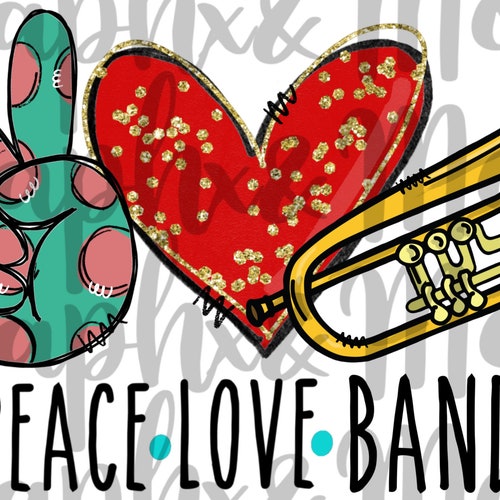 Peace. Love. Band PNG Clarinet Sublimation Design Hand - Etsy