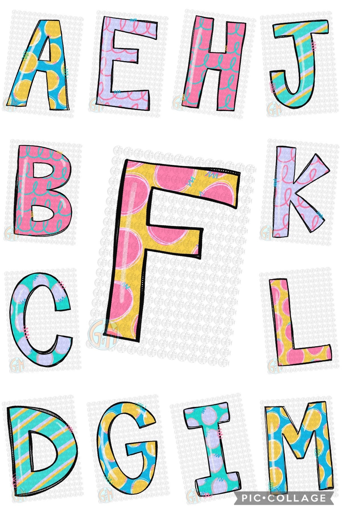 Pastel Alpha Pack PNG 26 Letters Hand Drawn Sublimation | Etsy